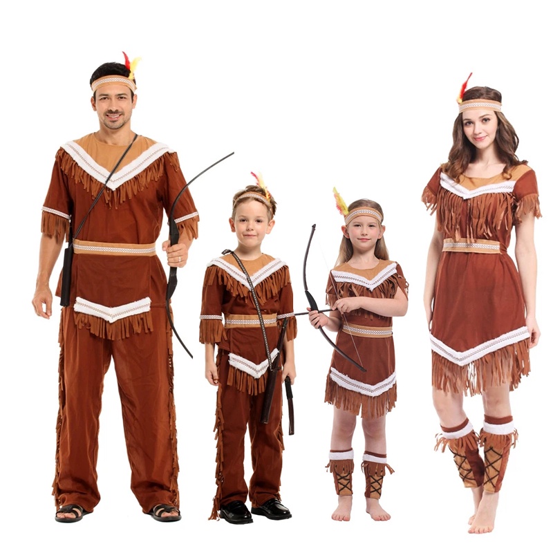 Indigenous People Women Man Indian Princess Costumes Kids Girls ...