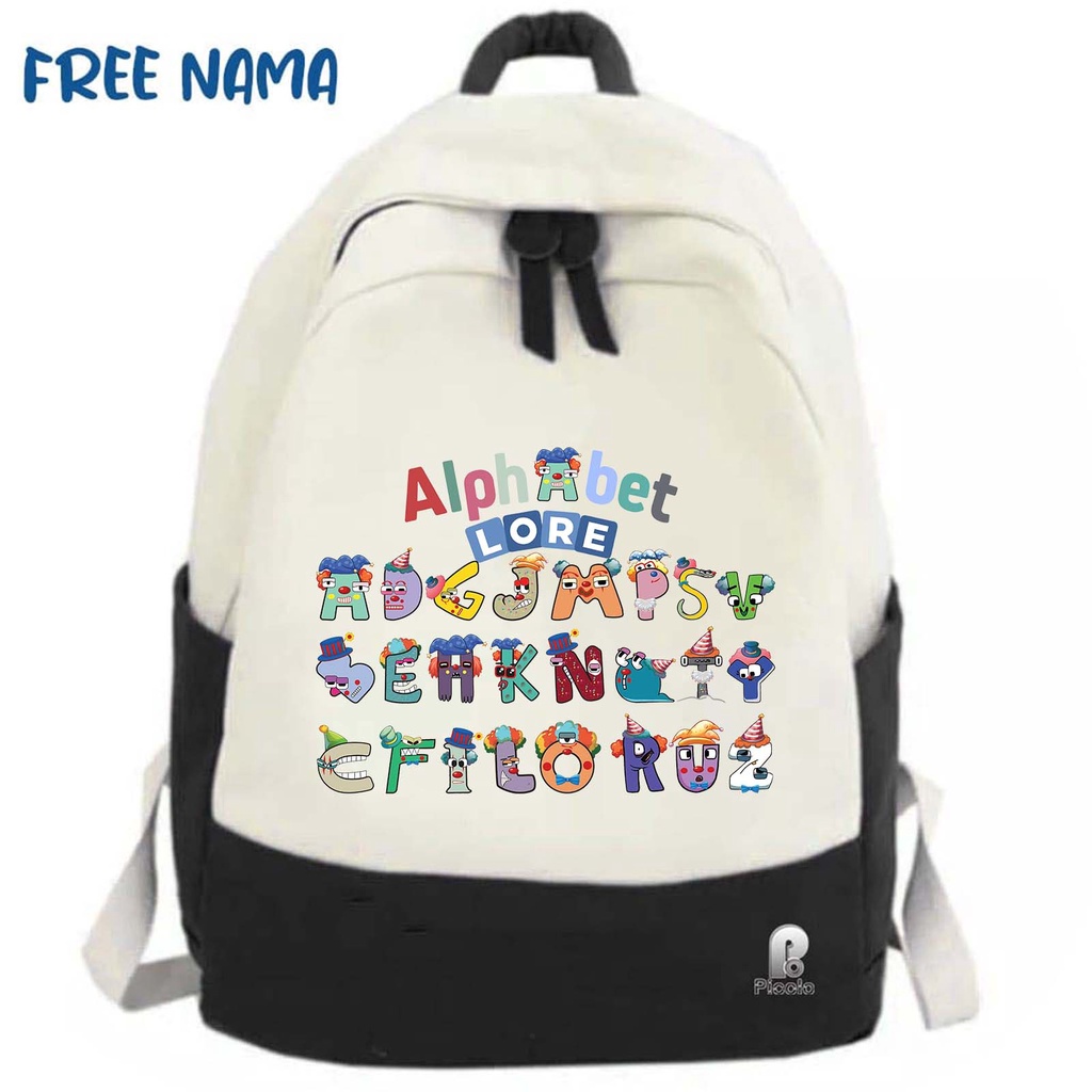 UNISEX ALPHABET LORE BADUT MOTIF SCHOOL CHILDREN'S BACKPACK (FREE NAME ...