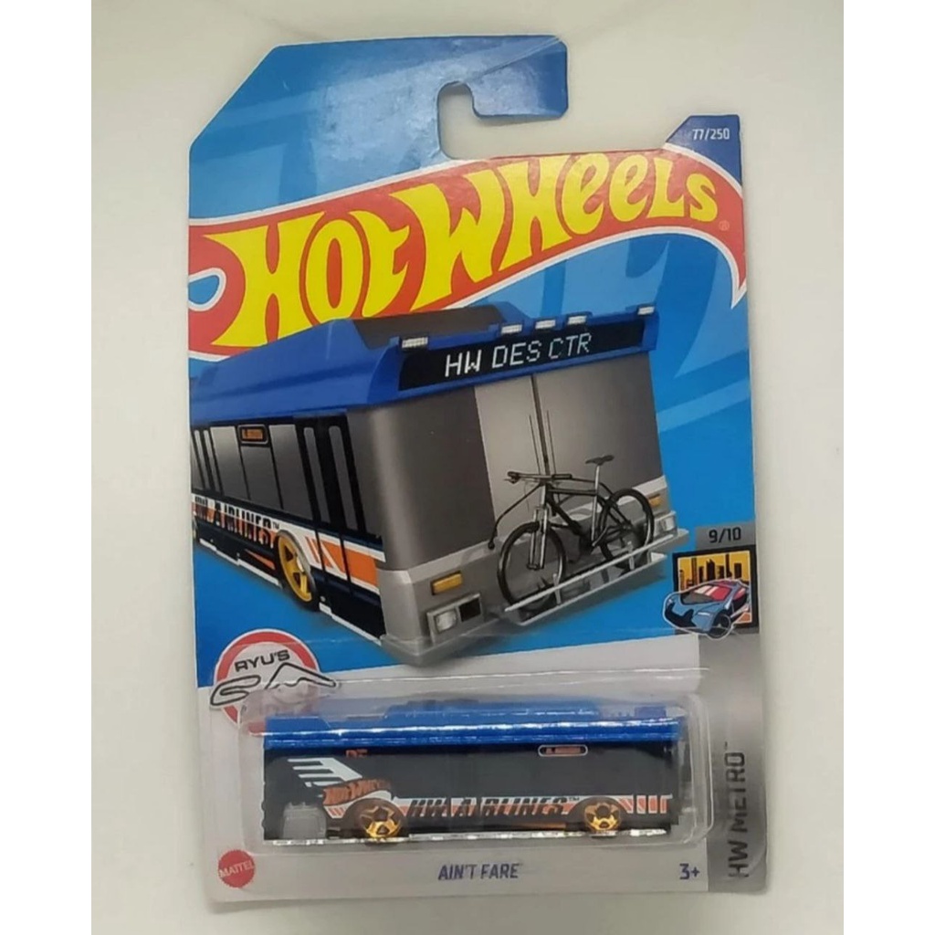 Original Blue Diecast Hot Wheels Bus Aint Fare HW Metro Arlines Busway ...