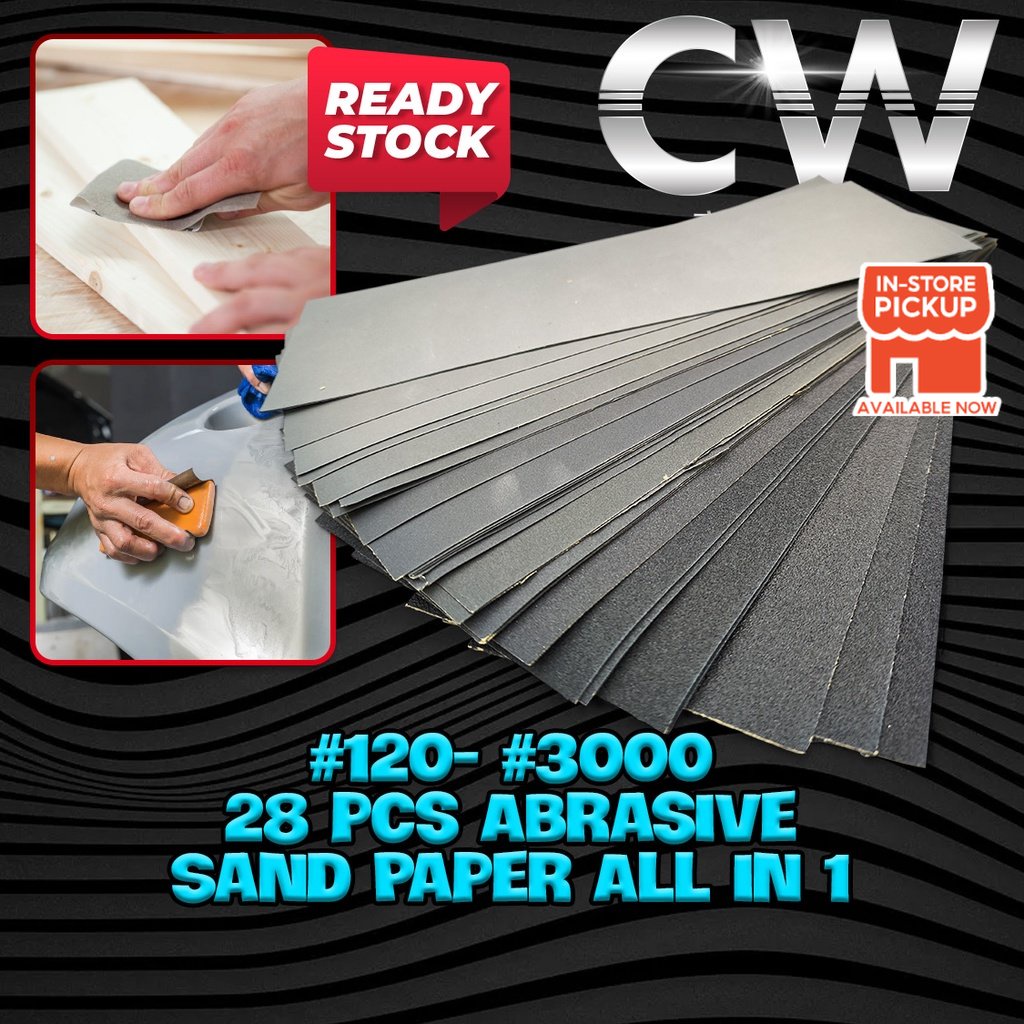 𝐒𝐚𝐧𝐝 𝐏𝐚𝐩𝐞𝐫 𝐒𝐄𝐓 28Pcs 120-3000# Wet Dry Sandpaper Abrasive Paper Kertas ...