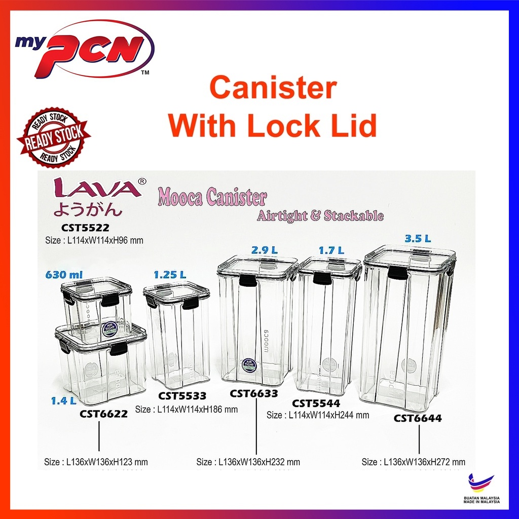 PCN New Airtight Food Storage Container Canister with Locker Sealed Lid ...