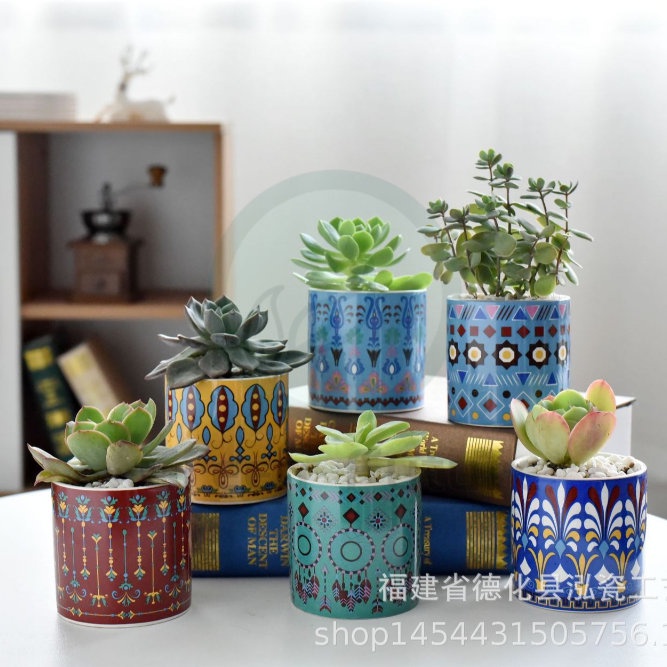 Succulent Pot Cactus Pot Ceramic Pot Zakka Planter Pasu Seramik Putih ...