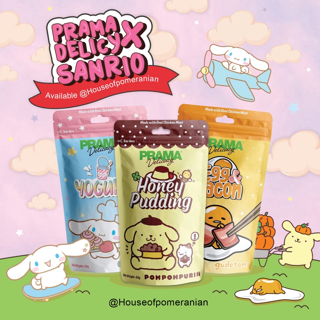 Prama dog snack x sanrio dog snack jerky yogurt pudding egg bacon ...