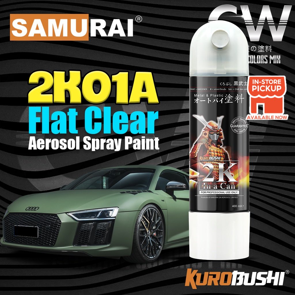 (Clearance) SAMURAI 2K01A Flat Clear Top Coat Clear Spray Paint Clear ...