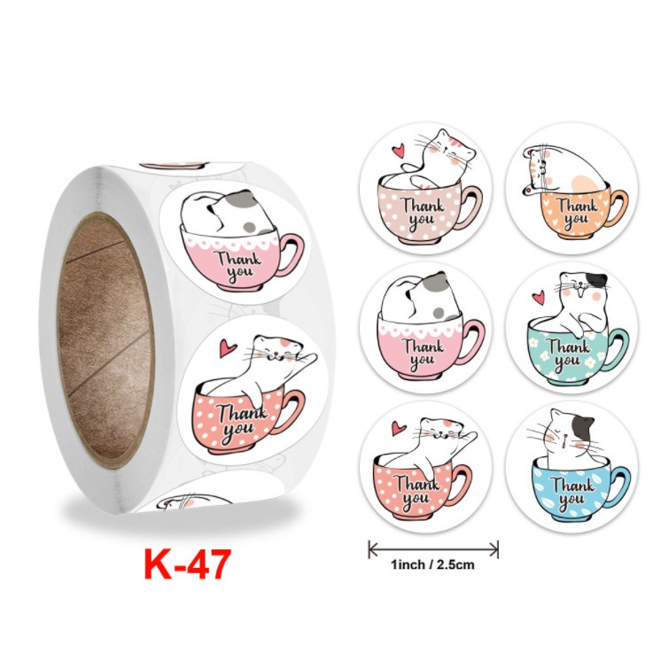 500pcs/roll Sticker Thank You stickers Seal Label kuih raya sticker ...