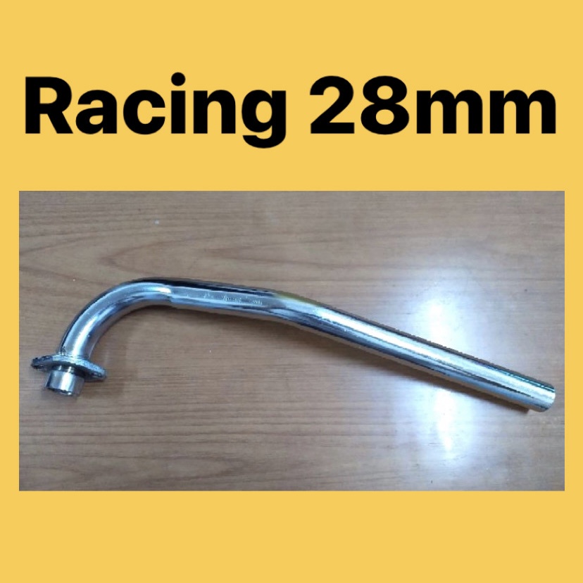 Modenas KRISS110 RACING 28mm Exhaust Neck , KRISS 1 Front Pipe Manifold With Bracket CHROME ...