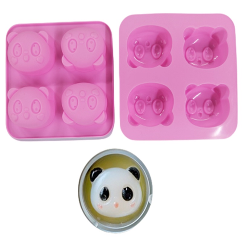 4-Hole Cartoon Panda MoldSilicone Jelly Mousse Cake Custard Bowl Cake ...