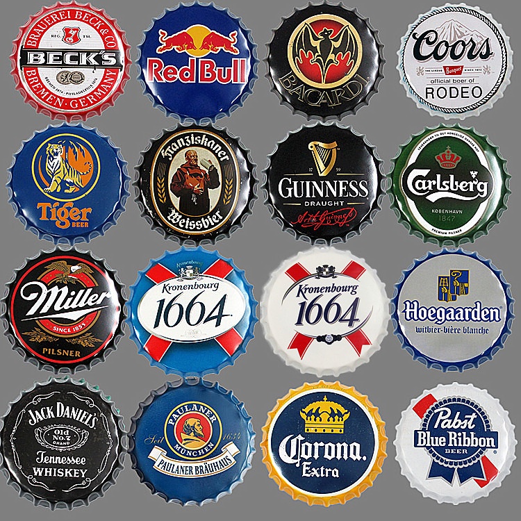 35cm Wall Decorations Retro Tin Metal Beer Bottle Caps Sign Poster ...