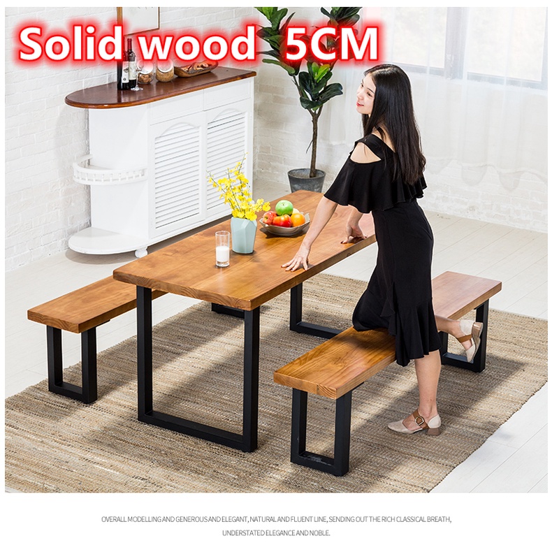 [Color Size Can Be Customized] Dining Table 3-Piece Set Solid Wood ...