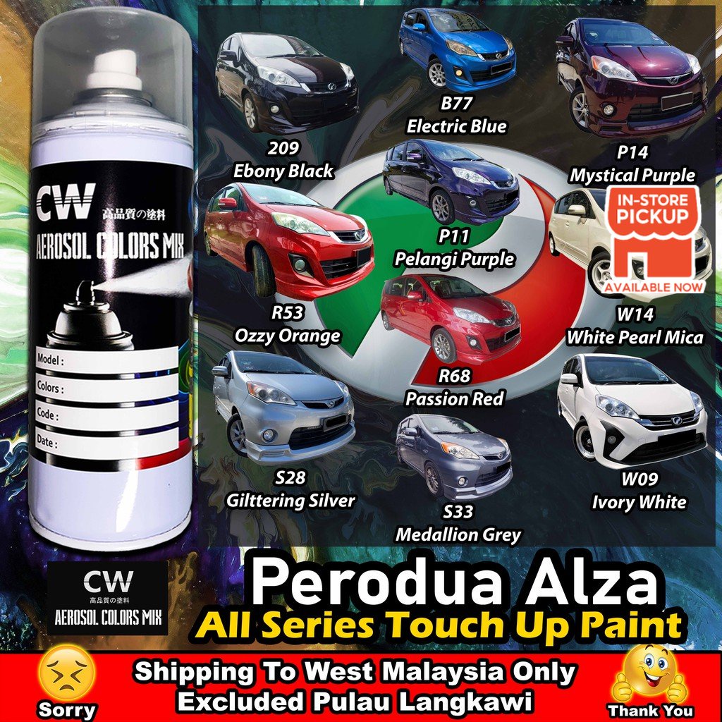[ PERODUA ALZA ] Touch Up Paint All Colors Aikka CW Spray 370ml Cat ...