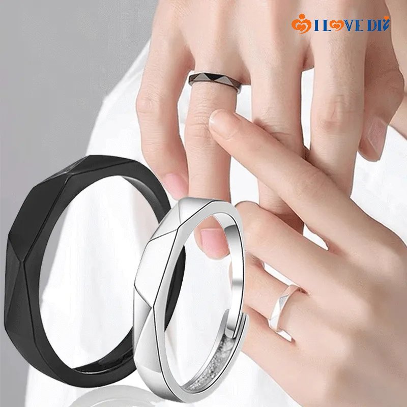 Romantic Adjustable Prismatic Male Open Ring/ Long-distance Love ...