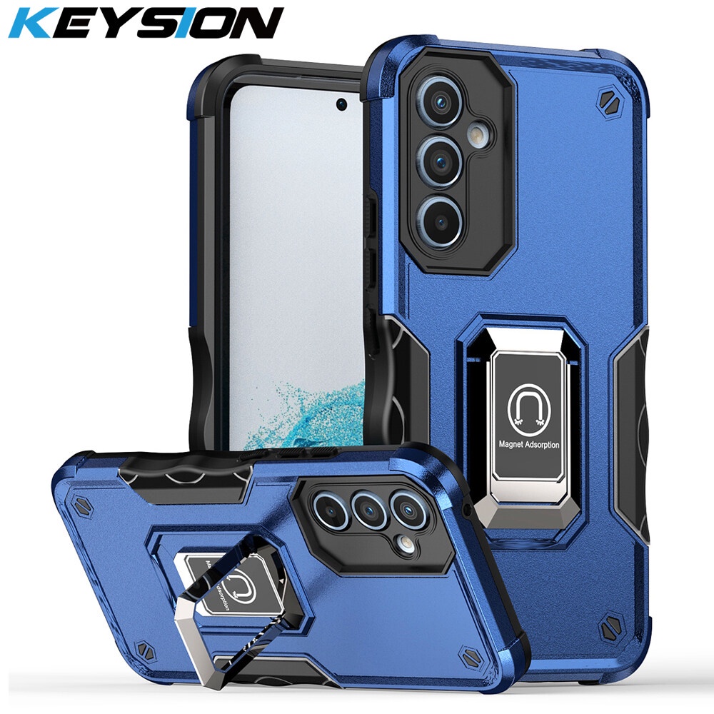 KEYSION Shockproof Armor Case for Samsung A54 A34 A14 5G Metal Ring Stand Camera Protection ...