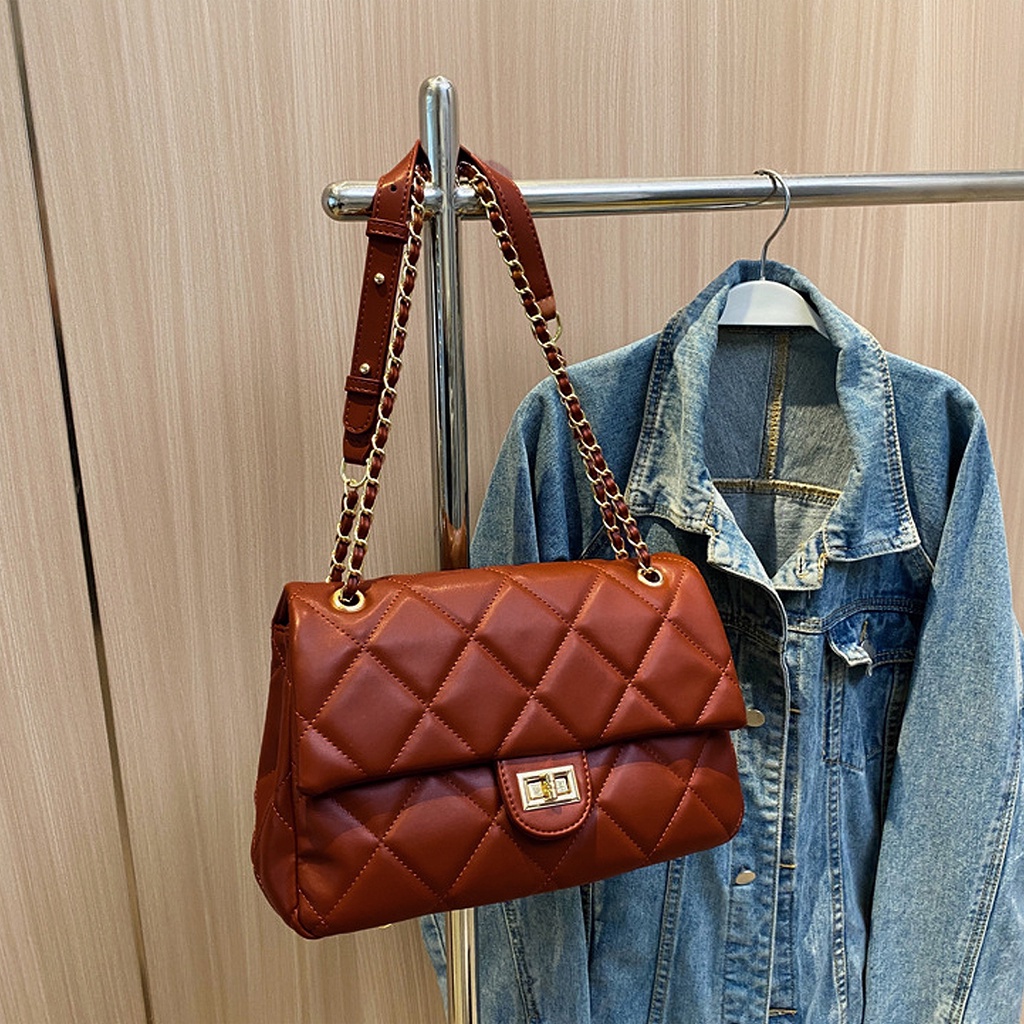 BBD Women Classic Handbag Leather Diamond Pattern Shoulder Sling Bag ...