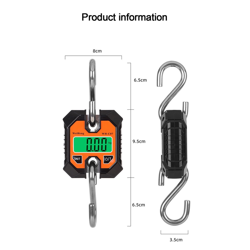 Electronic Hanging Scales 100kg 50g Digital Stainless Steel Hook ...