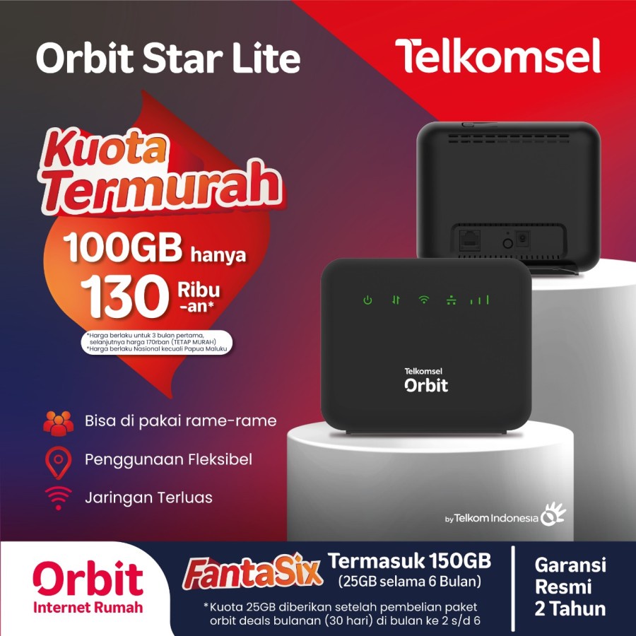 Modem Wifi Home Router 4G Telkomsel Orbit Star Lite Free Quota 150GB 2 ...