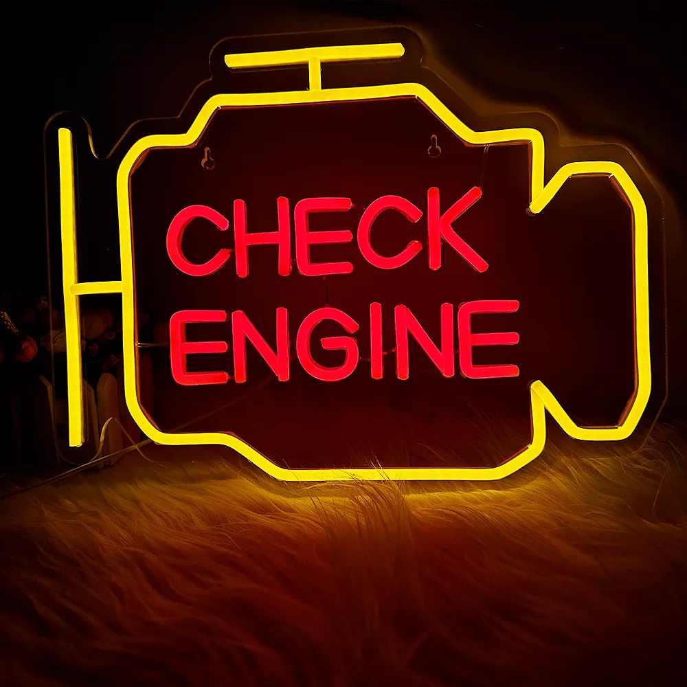Check Engine Neon Sign Led Light Auto Room Garage Repair Shop Wall ...
