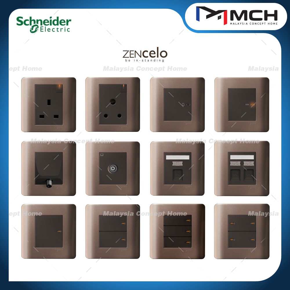 SCHNEIDER ZENCELO SERIES SILVER BRONZE SWITCHES & SOCKETS [FULL RANGE ...