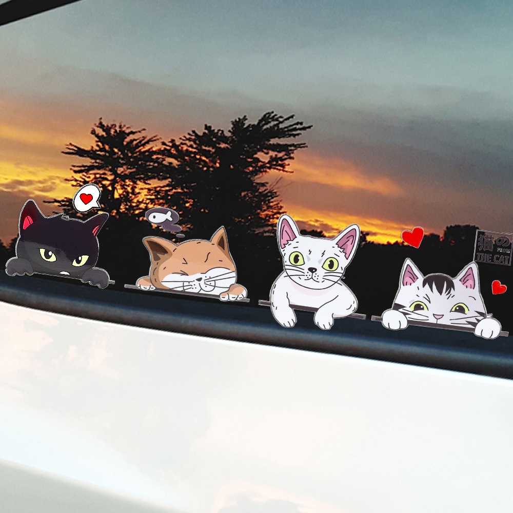 Universal Art Design Funny Cat Car Sticker Car Window Rear Glass Auto ...