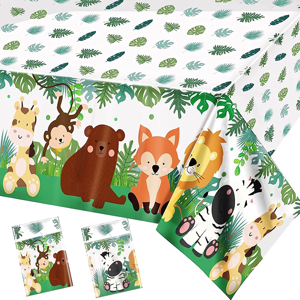 Jungle Safari Plastic Tablecover Animal Theme Party Supplies Disposable ...