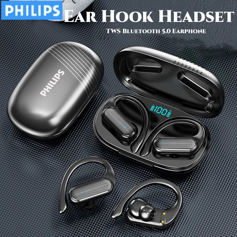 Philips TWS Bluetooth 5.0 Earphone Wireless Ear Hook Earphones Bone ...