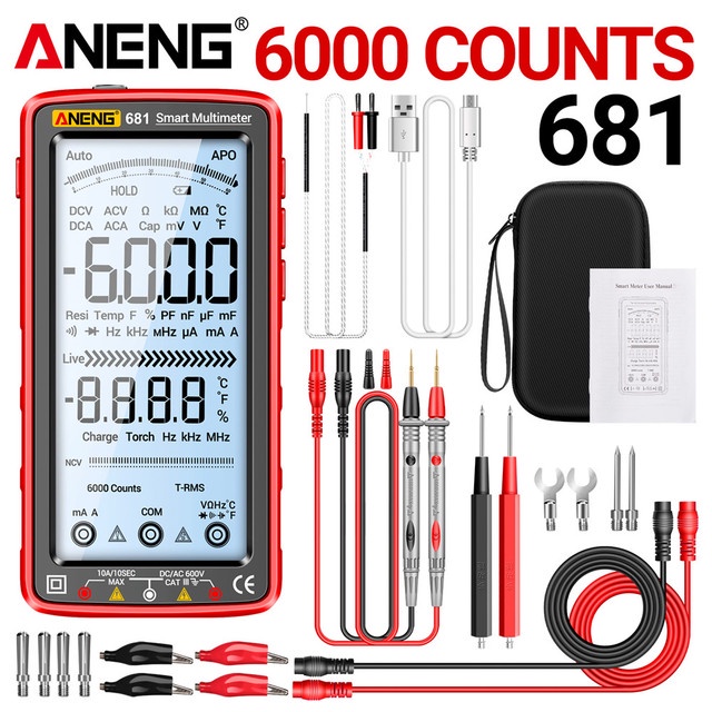 ANENG 681 Smart Anti-burn Rechargeable Multimeter True RMS Multimetr ...