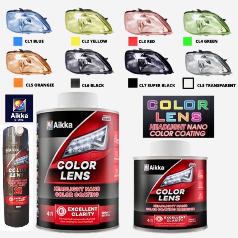 AIKKA Headlamp Color Lens 400ml 2K Aerosol Tin Spray Headlight Nano ...