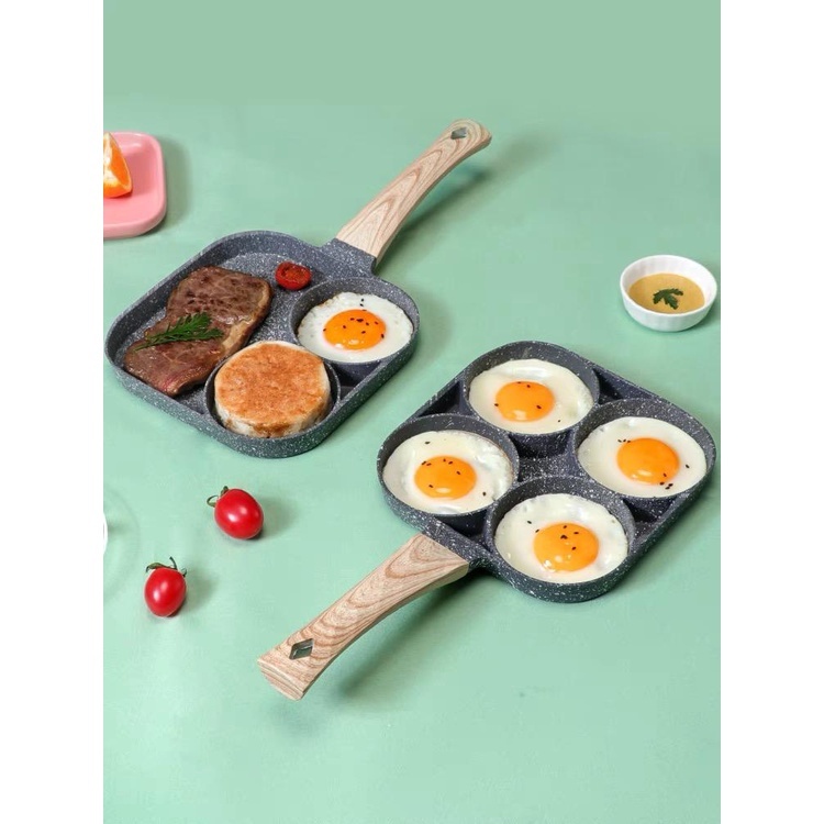 Kuali Goreng Telur Burger Non-Stick Fried Steak Pan 3/4 Hole Egg Pan ...