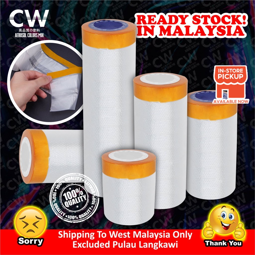 Pre-Taped Masking Film 30 - 300cm for Auto / Furniture Body Painting ...