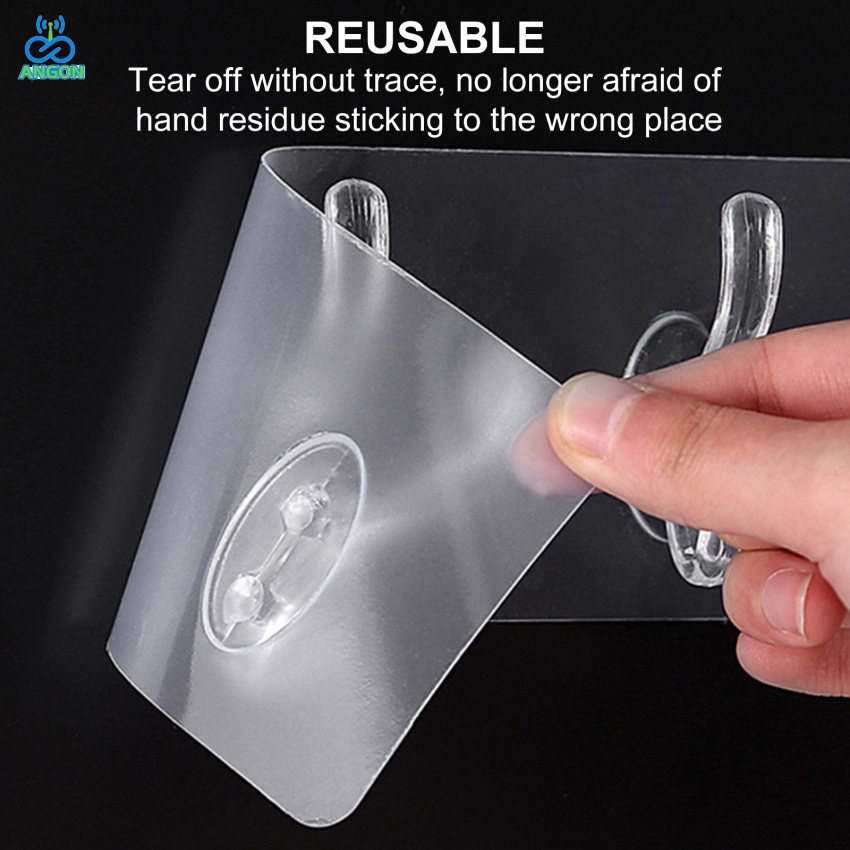 6 Row Transparent Wall Hooks For Hanging On The Wall Hanger Towel ...