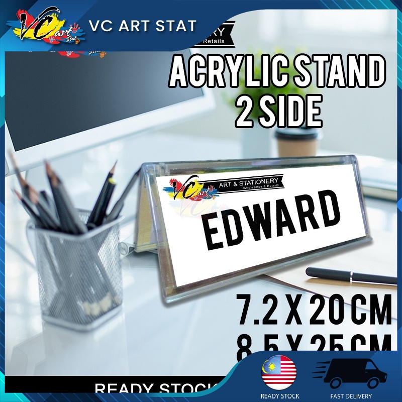 VC Art Table Acrylic Stand 2 Side For Meeting Conference Business Name ...
