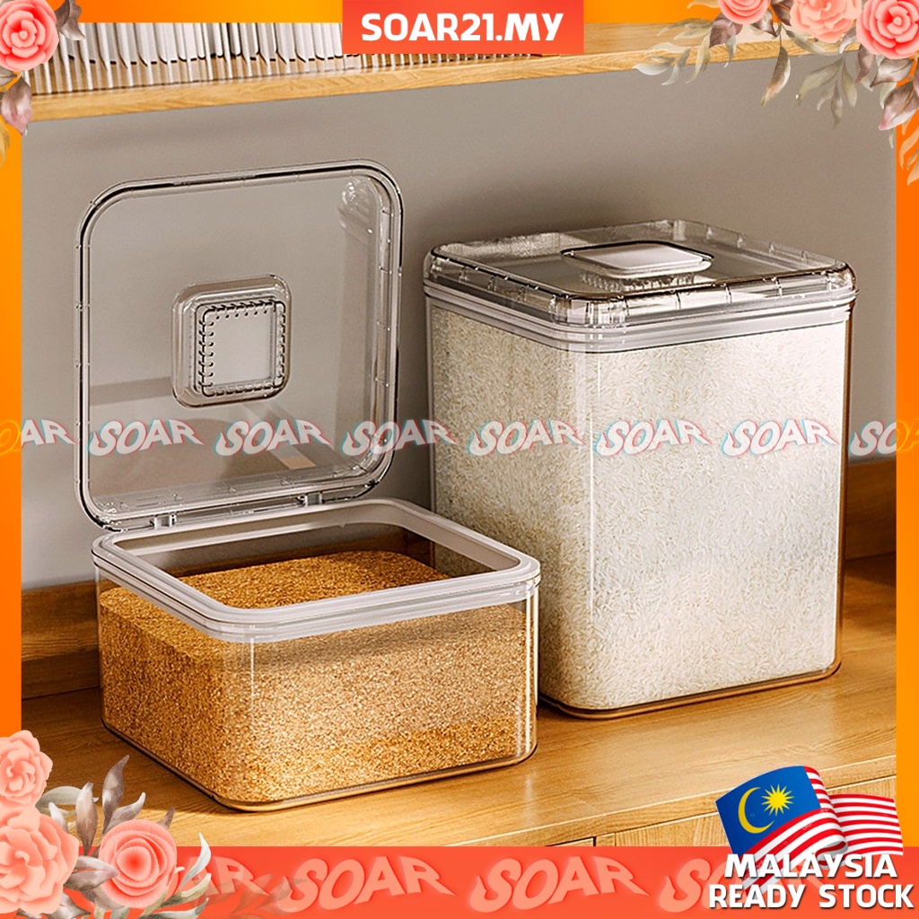 SOAR21 Rice Box 12kg Transparent Kitchen Storage Container with High ...