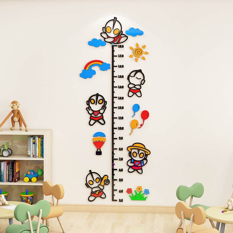 Ultraman 3D wall sticker Japanese anime children's room cartoon height ...