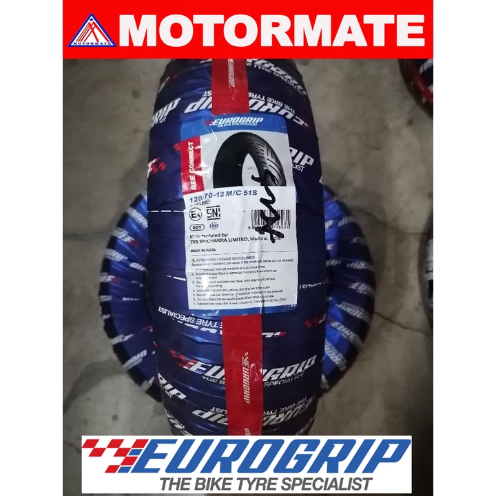 Eurogrip Bee Connect 120/70-12 M/C 51s (FREE TIRE SEALANT) | Shopee ...