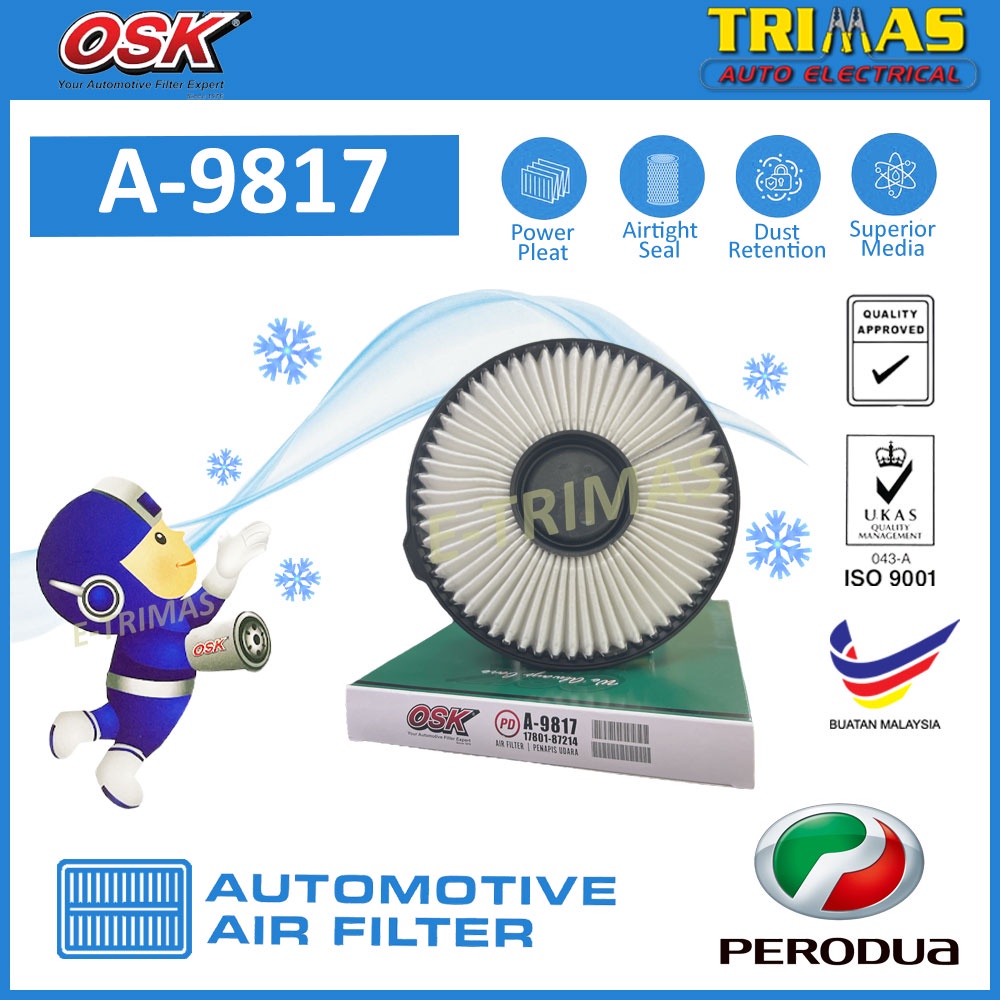 OSK Air Filter Perodua Kancil 660 850 1.0 Penapis Udara Angin A-9817 ...
