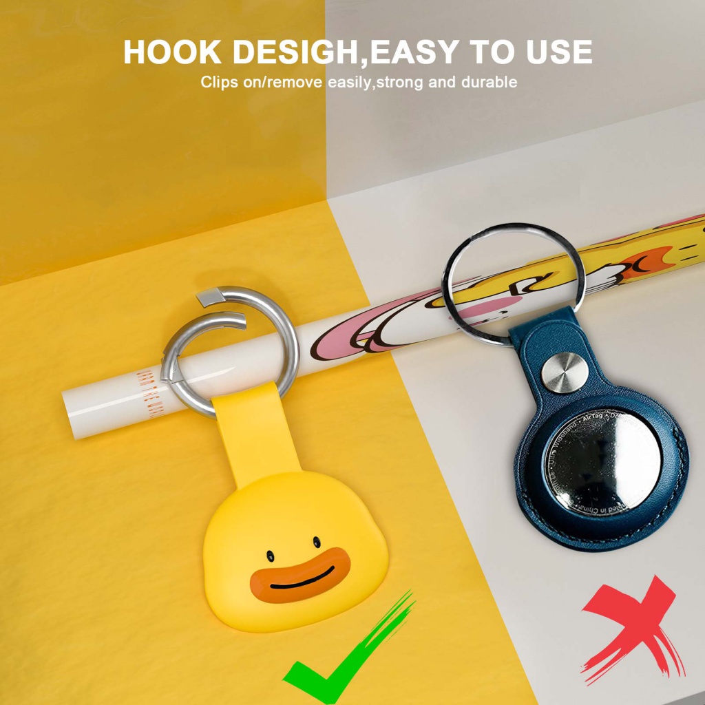 AirTag Cute Cartoon Duck Protective Cover Key Ring Tracker Keychain For ...