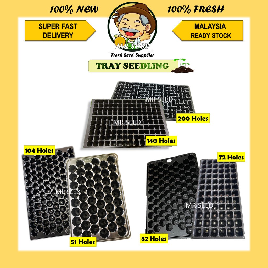 100 pcs Tray Seedling 51 104 140 200 Holes/Bekas Semaian Plastik ...
