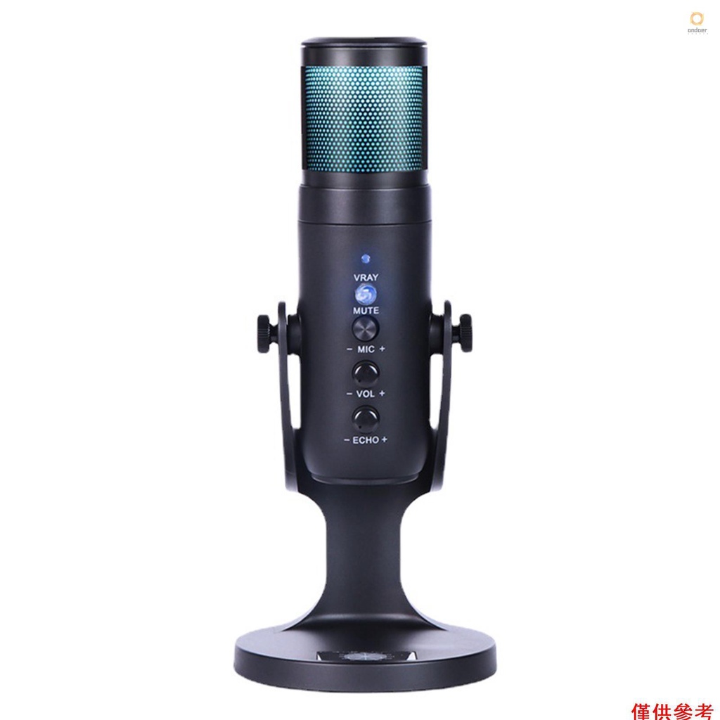 USB Condenser Microphone Tabletop Desktop RGB Microphone with Stand ...