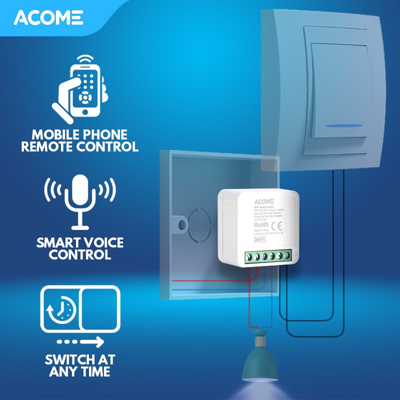 Mini Control Two Way Smart ACOME Switch Wifi Smart Switch AI-SM01 ...