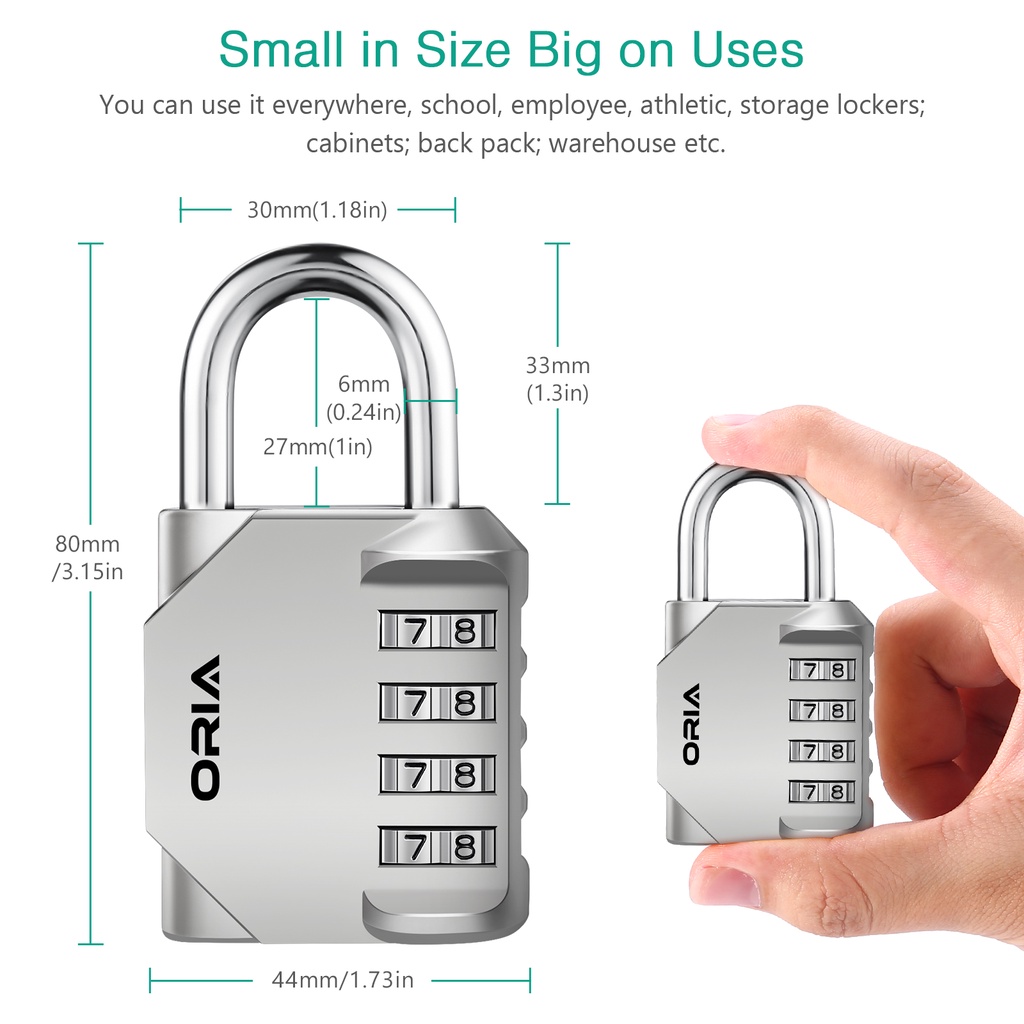 ORIA 4 Digit Combination Padlock Set for Sports Locker Cabinet and ...