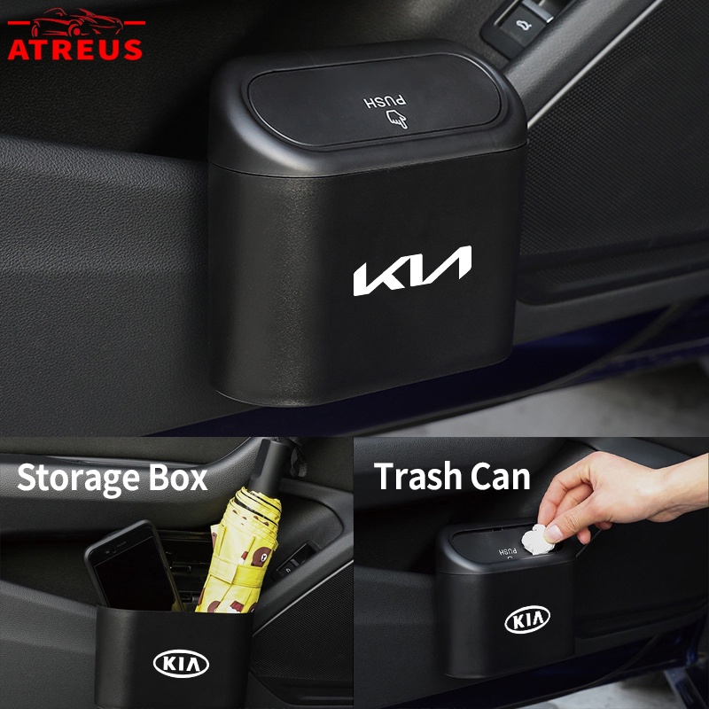 KIA Car Trash Can Hanging Flip Lid Dustbin Pressing Type Storage Box ...