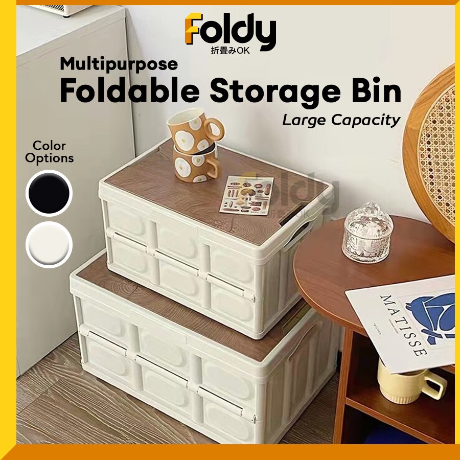 FOLDY Storage Box Home Wooden Lid Foldable Table Car Trunk Basket ...