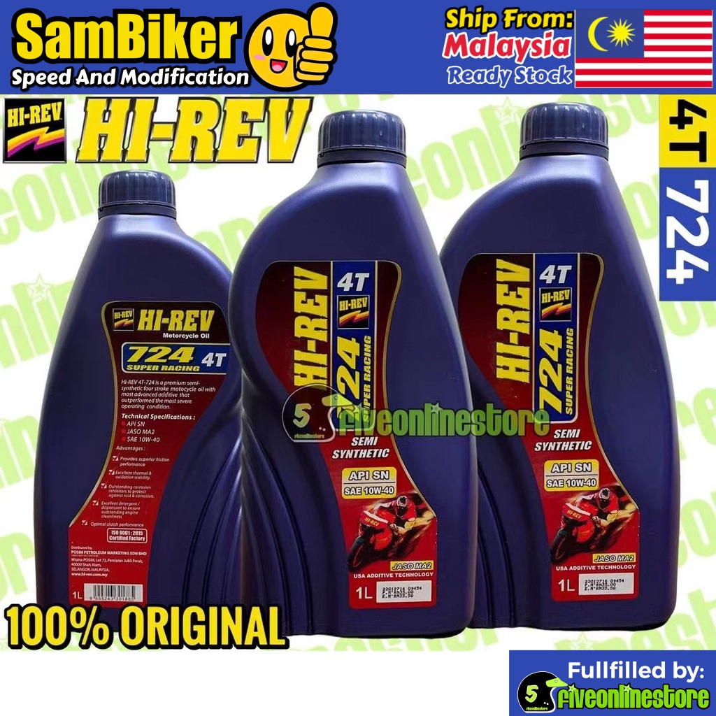 4T Oil HIREV 4T724 4T 724 10W-40 Semi Synthetic 1 Liter Super Racing HI ...