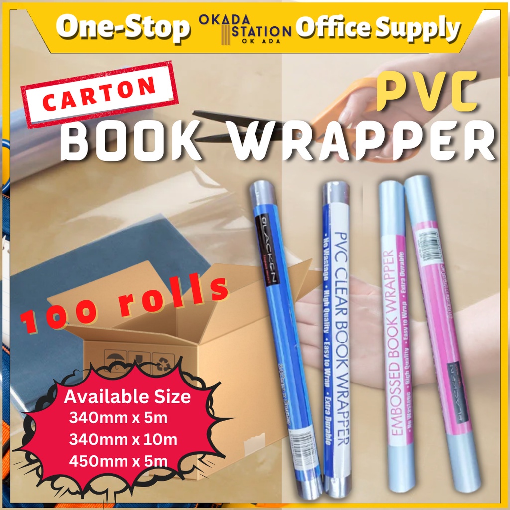 PVC BOOK WRAPPER - 100 ROLLS / CTN / CLEAR / Emboss / Pembalut Buku / Book Cover | Shopee Malaysia