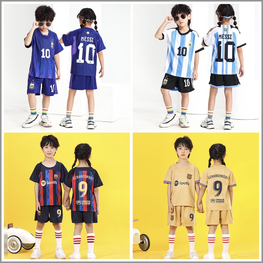 2022 Argentina Messi Jersey Kids With 3 Stars Logo Summer Teenager ...