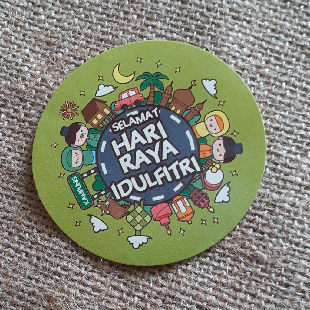 Green EID UL FITRI STICKER/ HAPPY EID MUBARAK STICKER/ 7 CM ROUND ...