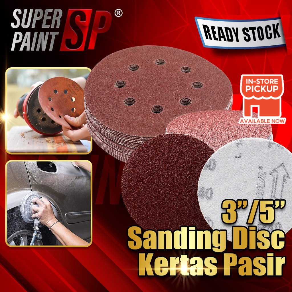 5" Inch (125mm) 8 Holes Red Abrasive Sanding Disc Hook Mesh Grip Velcro ...