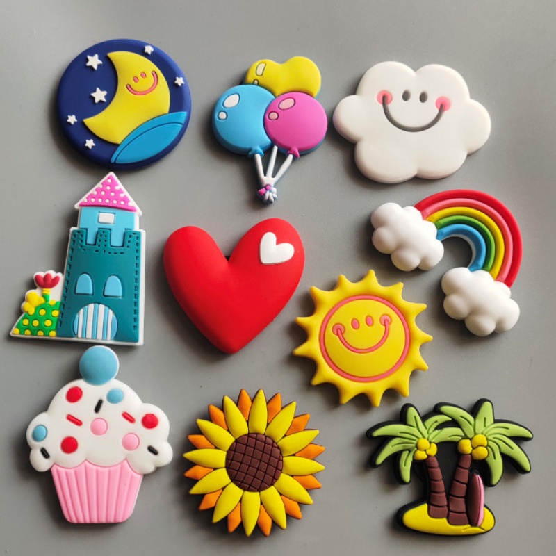 Creative Rainbow PVC Fridge Magnet Stickers Cute Cartoon Magnetic Paste ...