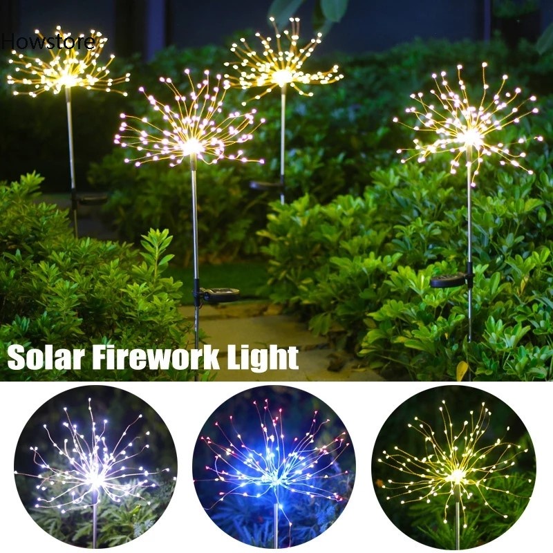 𝐀𝐔𝐓𝐎 𝐎𝐍 𝐎𝐅𝐅 Solar Powered LED Firework Light Waterproof Copper String ...