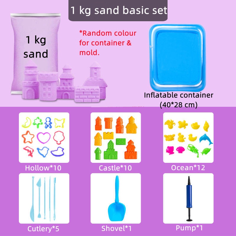 (1 kg) 39Pcs Sand Sets Dynamic Eco Sand Castle Play Set Slime Tools ...