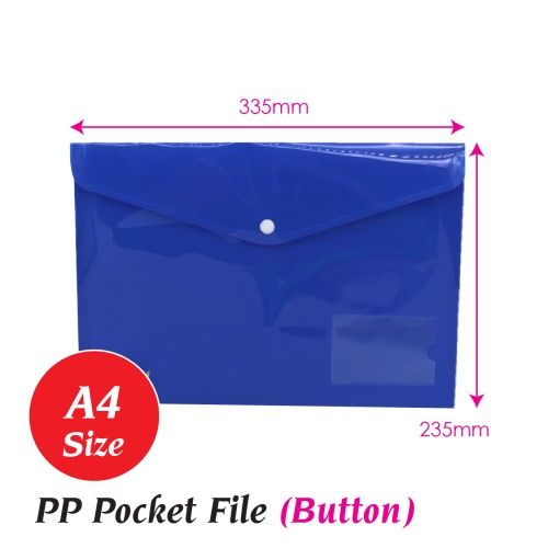 PP Pocket File with Button | A4 and A3 | Button Pocket File / Poket ...